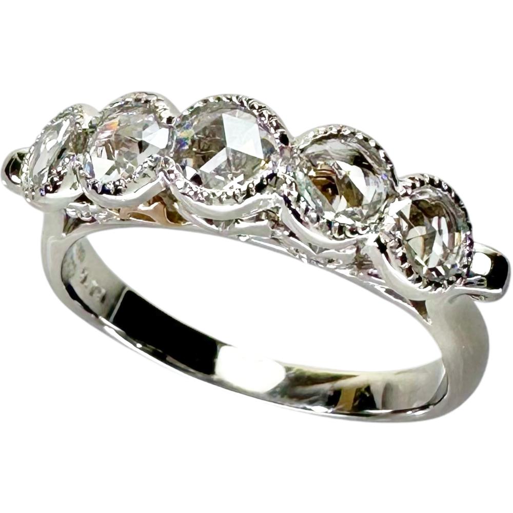 15号 サイドハートデザイン ローズカットダイヤモンド 0.70ct リング・指輪 Pt900プラチナ/K18ゴールド 18金 5.8g レ – 真子質店 PawnShopMAKO