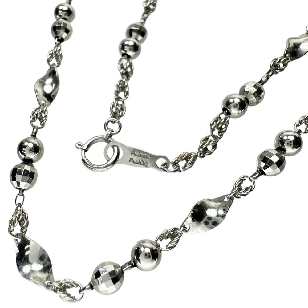 スクリュー/ボールデザイン ネックレス Pt850プラチナ/Pt900プラチナ 11.1g 42cm レディース 【中古】【真子質店】【BL – 真子質店 PawnShopMAKO
