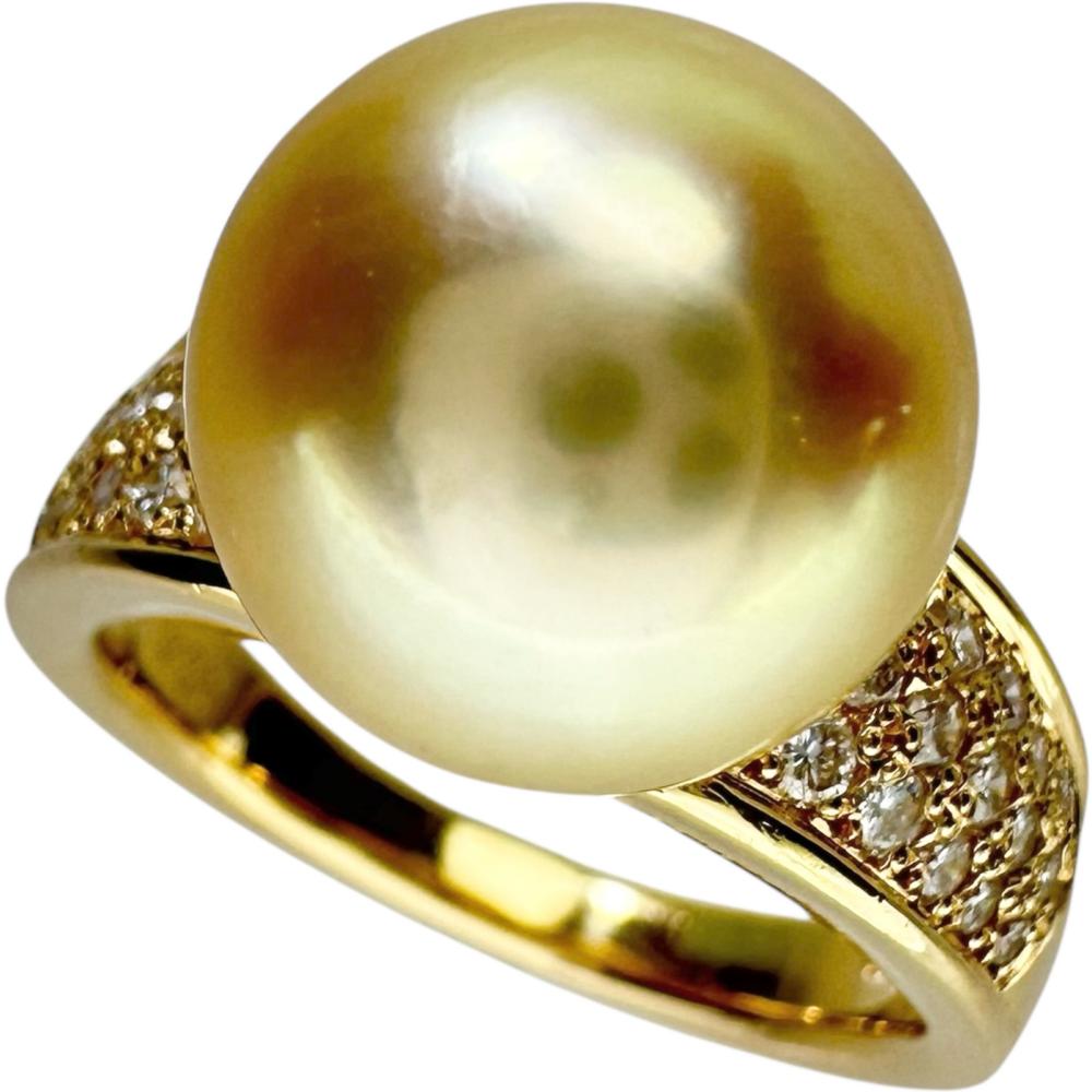 12号 白蝶真珠(ゴールデンパール) 11.0mm ダイヤモンド 計0.34ct リング・指輪 K18ゴールド 18金 7.9g レディース – 真子質店 PawnShopMAKO