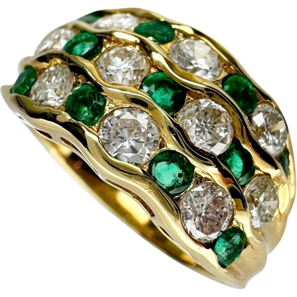 11.5号 エメラルド 0.47ct ダイヤモンド 0.88ct リング・指輪 K18ゴールド 18金 5.9g レディース 【中古】【真子 – 真子質店 PawnShopMAKO