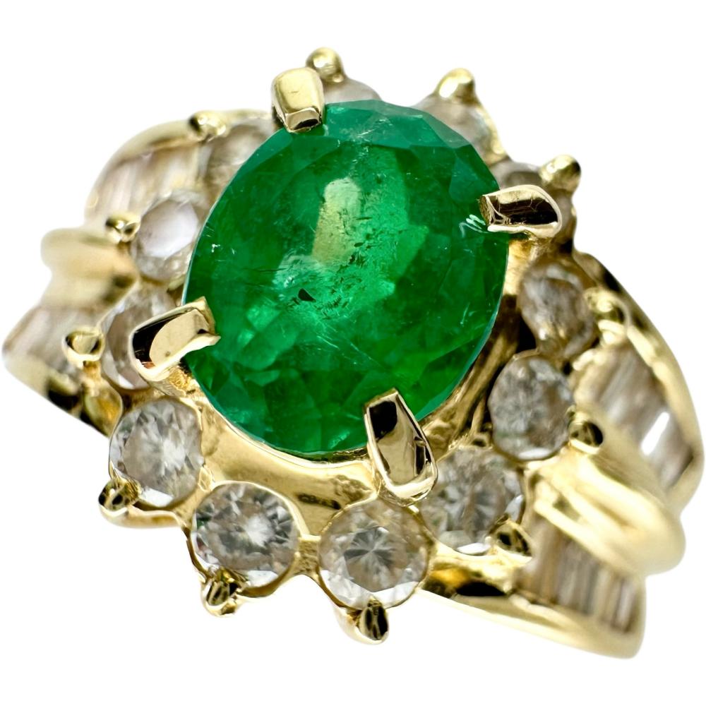 13号 エメラルド 0.86ct ダイヤモンド 0.75ct リング・指輪 K18ゴールド 18金 6.0g レディース 【中古】【真子質店 – 真子質店 PawnShopMAKO