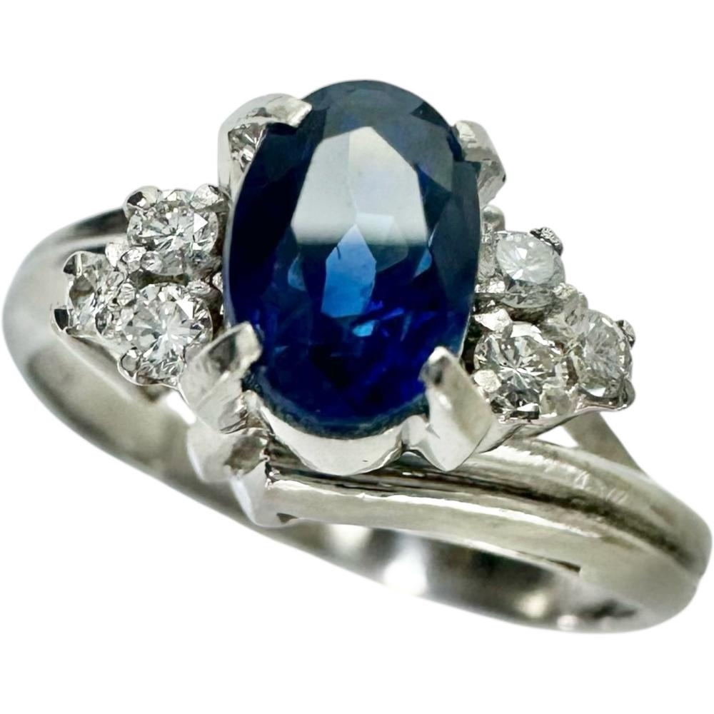 11号 カンボジア産非加熱サファイア 0.89ct ダイヤモンド 0.12ct リング・指輪 Pt900プラチナ 4.8g レディース 【中 – 真子質店 PawnShopMAKO