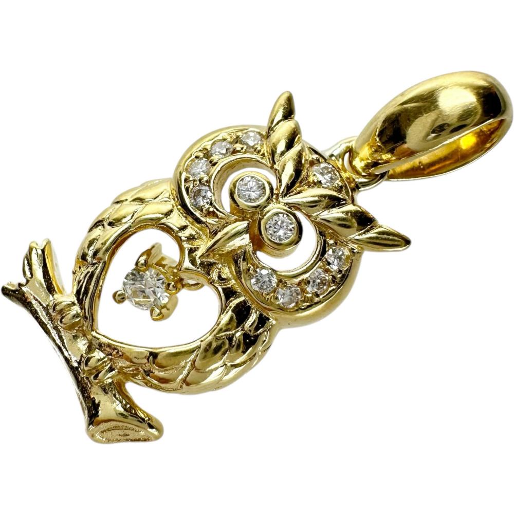 フクロウモチーフ ダイヤモンド 0.15ct ペンダントトップ K18ゴールド 18金 4.6g レディース 【中古】【真子質店】【NN】 – 真子質店 PawnShopMAKO