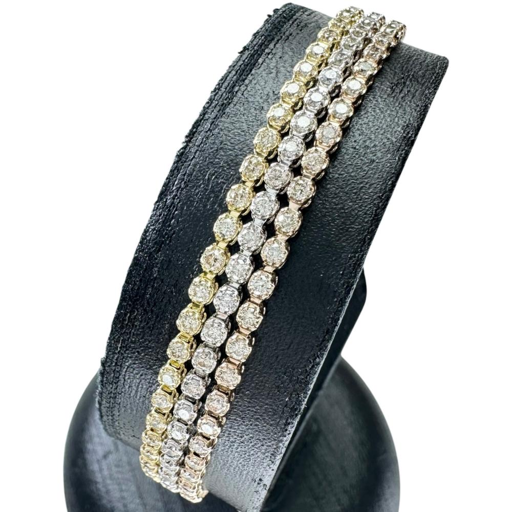 スリーカラー ダイヤモンド 3.00ct ブレスレット K18ゴールド 18金/Pt900プラチナ 8.3g 15.5cm レディース 【中 – 真子質店 PawnShopMAKO