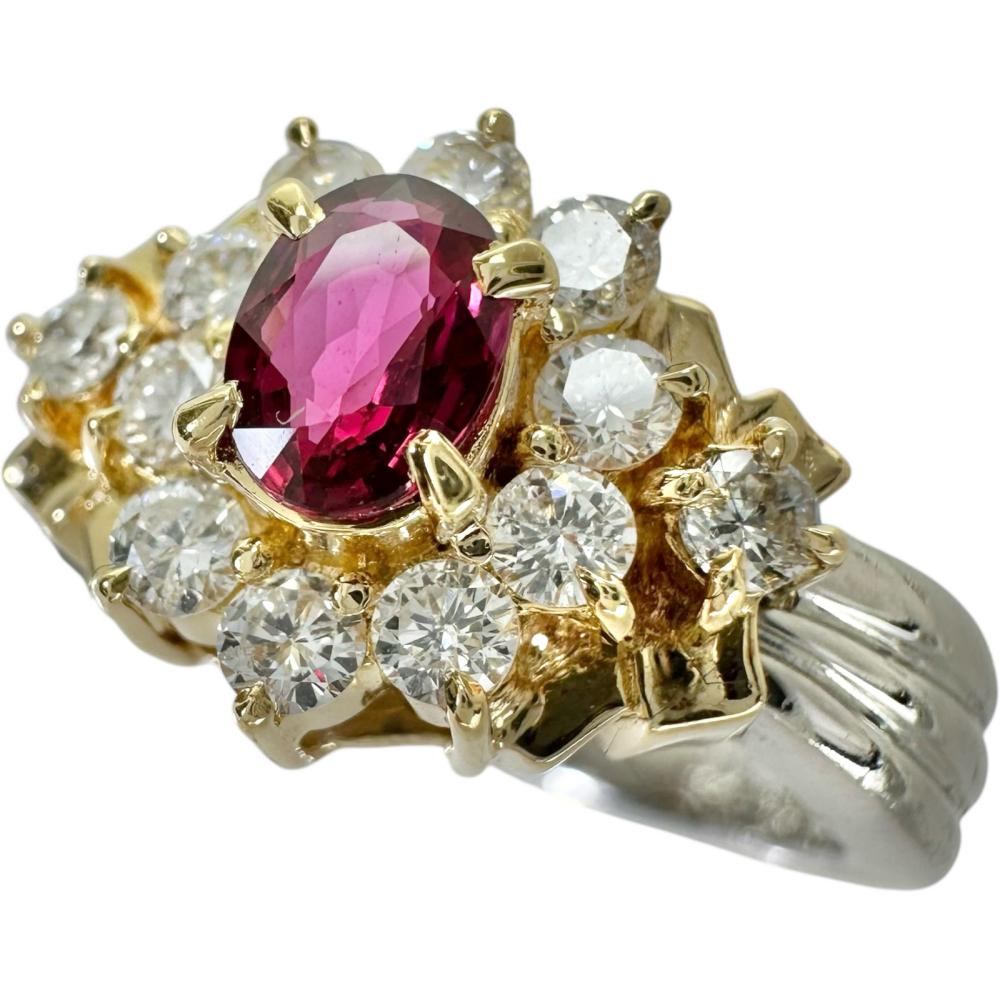 12.5号 ルビー 0.32ct ダイヤモンド 0.40ct リング・指輪 Pt900プラチナ/K18ゴールド 18金 6.0g レディース – 真子質店 PawnShopMAKO
