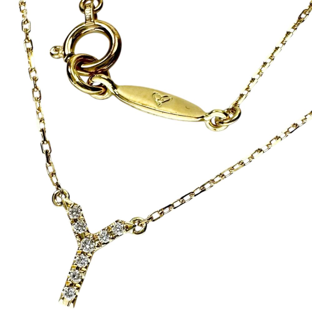 【AHKAH/アーカー】 イニシャル「Y」 ダイヤモンド 計0.03ct ネックレス K18ゴールド 18金 1.2g 40cm レディース – 真子質店 PawnShopMAKO