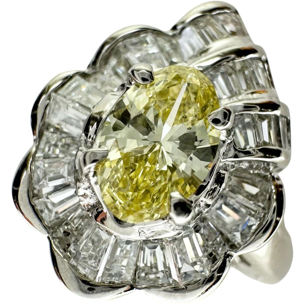 13号 ファンシーイエローダイヤモンド(FY-SI1-OV) 0.561ct 取り巻きダイヤモンド 0.75ct リング・指輪 Pt900プ – 真子質店 PawnShopMAKO