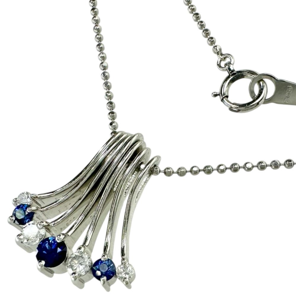 サファイア 0.35ct ダイヤモンド 0.24ct ネックレス Pt900プラチナ/Pt850プラチナ 8.3g 41cm レディース 【 – 真子質店 PawnShopMAKO