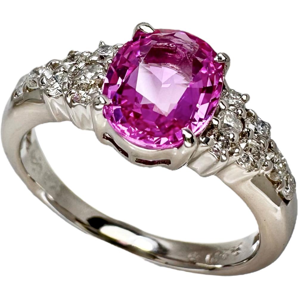 11号 ピンクサファイア(通常加熱) 1.43ct ダイヤモンド 計0.26ct リング・指輪 Pt900プラチナ 5.4g レディース 【 – 真子質店 PawnShopMAKO