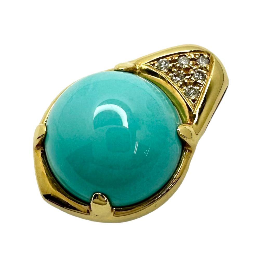 トルコ石/ターコイズ 11.61ct ダイヤモンド 計0.12ct ペンダントトップ K18ゴールド 18金 6.5g レディース 【中古】 – 真子質店 PawnShopMAKO
