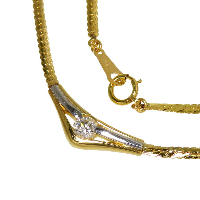 コンビ ダイヤモンド(推定H-VSクラス) 0.346ct ネックレス K18ゴールド 18金/Pt900プラチナ 8.3g 直線42cm – 真子質店 PawnShopMAKO