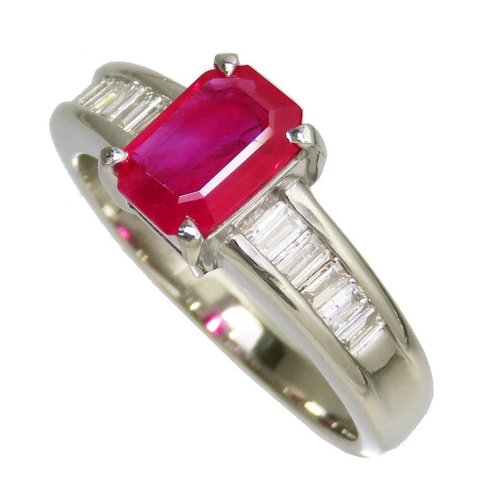 8号 ルビー 0.88ct ダイヤモンド 計0.17ct リング・指輪 Pt900プラチナ 5.1g レディース 【中古】【真子質店】【NN – 真子質店 PawnShopMAKO