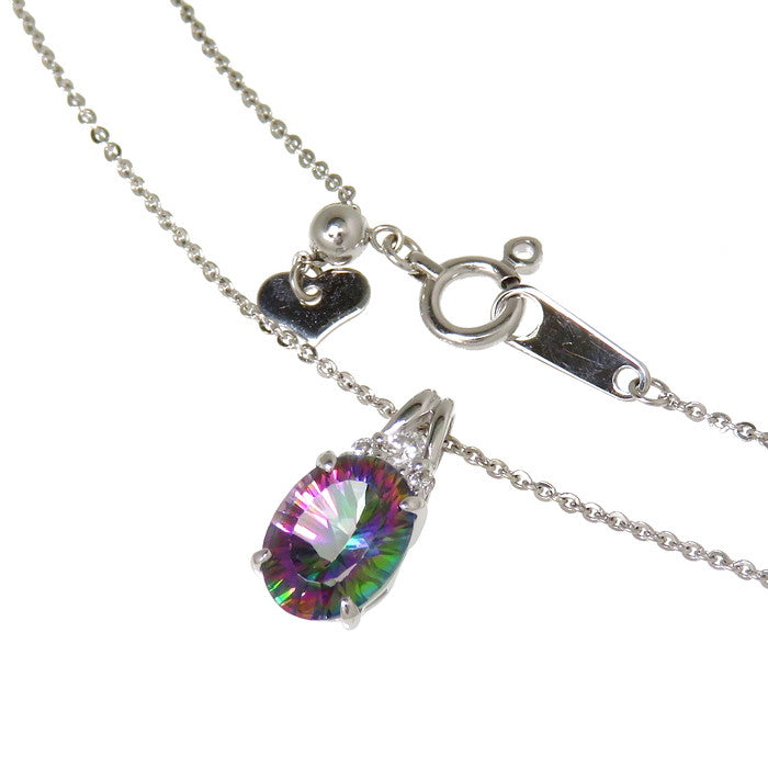 ミスティックトパーズ 1.40ct ダイヤモンド 計0.05ct ネックレス K18WGホワイトゴールド 18金 2.6g 45cm レディ – 真子質店 PawnShopMAKO