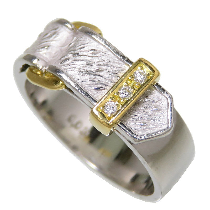 12号 ベルトモチーフ 一部艶消し ダイヤモンド 計0.03ct リング・指輪 Pt900プラチナ/K18ゴールド 18金 9.5g レディ – 真子質店 PawnShopMAKO