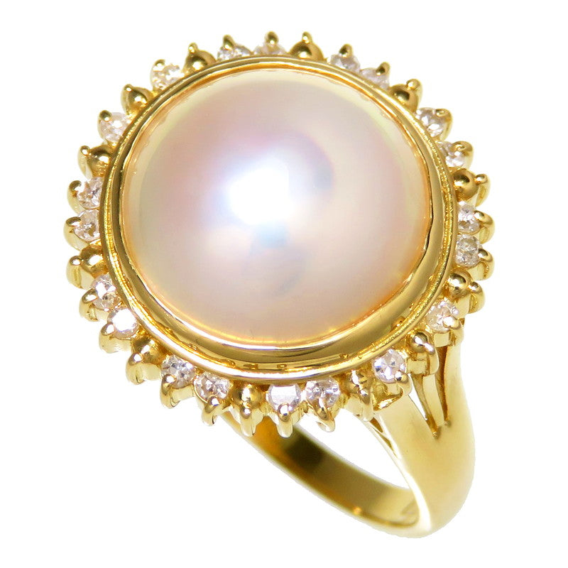 11.5号 マベ真珠 10.3mm ダイヤモンド 計0.14ct リング・指輪 K18ゴールド 18金 4.6g レディース 【中古】【真子 – 真子質店 PawnShopMAKO