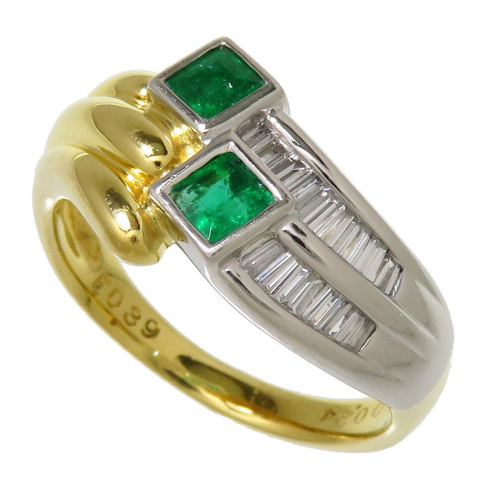 11.5号 コンビカラー エメラルド 計0.39ct ダイヤモンド 計0.24ct リング・指輪 K18ゴールド 18金/Pt900プラチナ – 真子質店 PawnShopMAKO