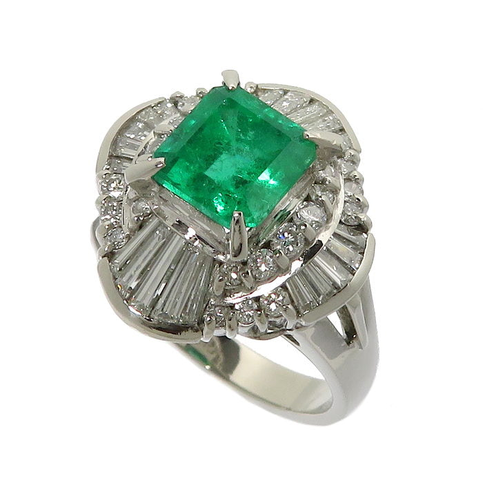 11.5号 エメラルド 1.42ct ダイヤモンド 計0.86ct リング・指輪 Pt900プラチナ 8.3g レディース 【中古】【真子質 – 真子質店 PawnShopMAKO
