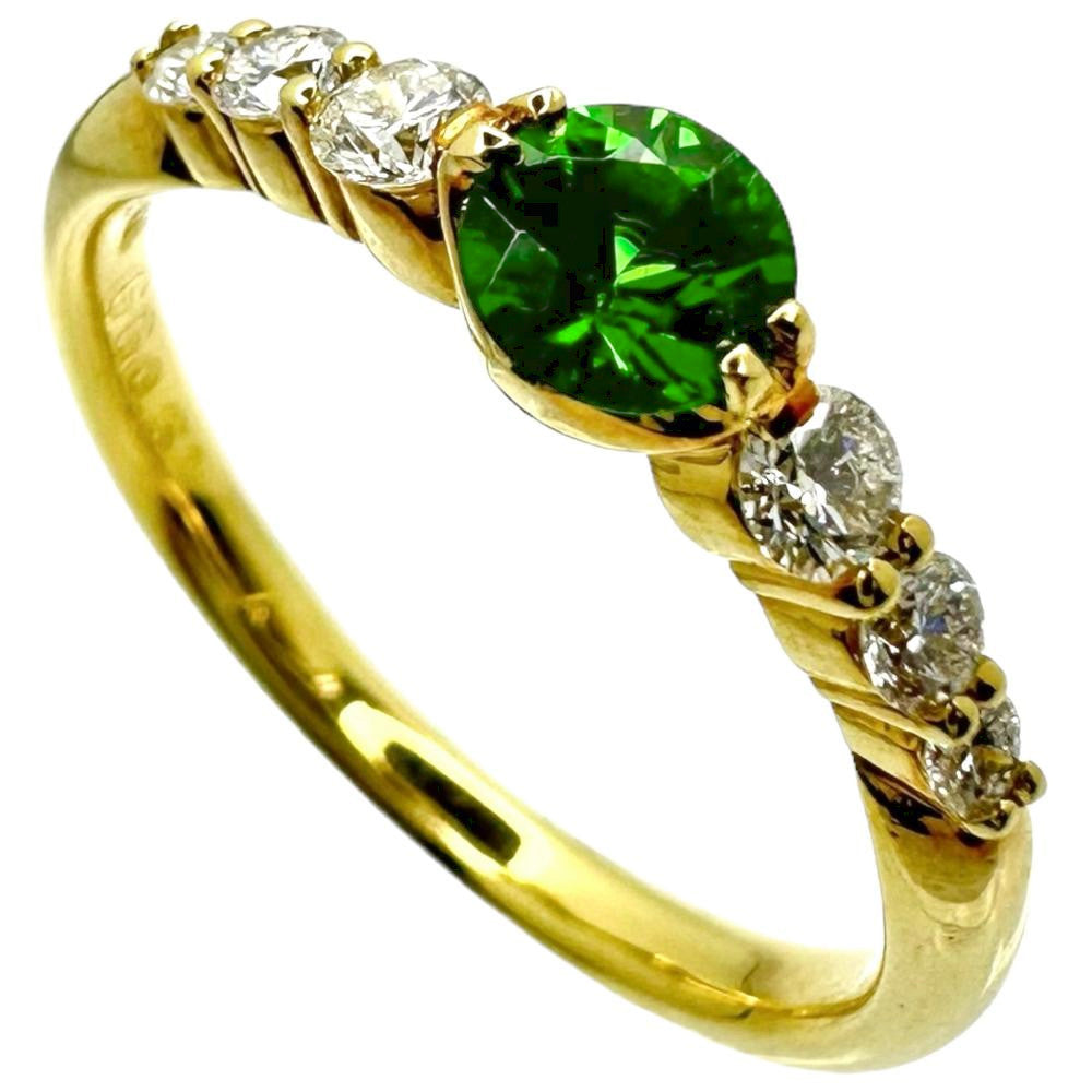 12号 グリーングロッシュラーガーネット 0.31ct ダイヤモンド 計0.23ct リング・指輪 K18ゴールド 18金 2.7g レディ – 真子質店 PawnShopMAKO