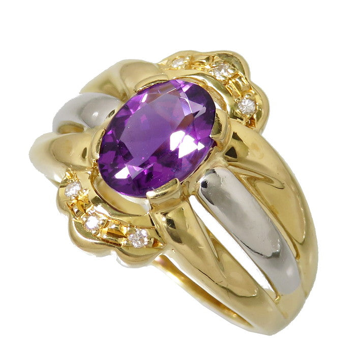 12号 コンビ アメジスト ダイヤモンド 計0.03ct リング・指輪 K18ゴールド 18金/Pt900プラチナ 4.9g レディース 【 – 真子質店 PawnShopMAKO